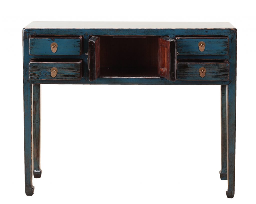 Blue High Lacquer 4 drawer Console Table – NookDeco