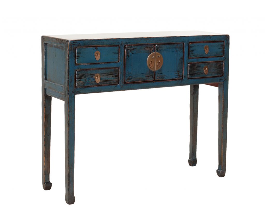 Blue High Lacquer 4 drawer Console Table – NookDeco