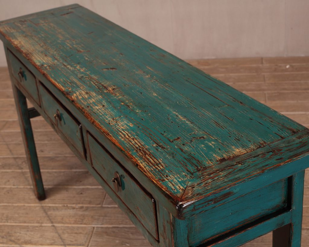 Peacock Blue 3 Drawer Console Table – NookDeco