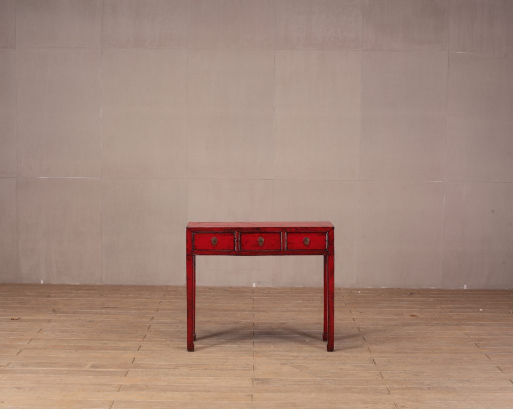 Red High Lacquer 3 Drawers Console Desk – NookDeco