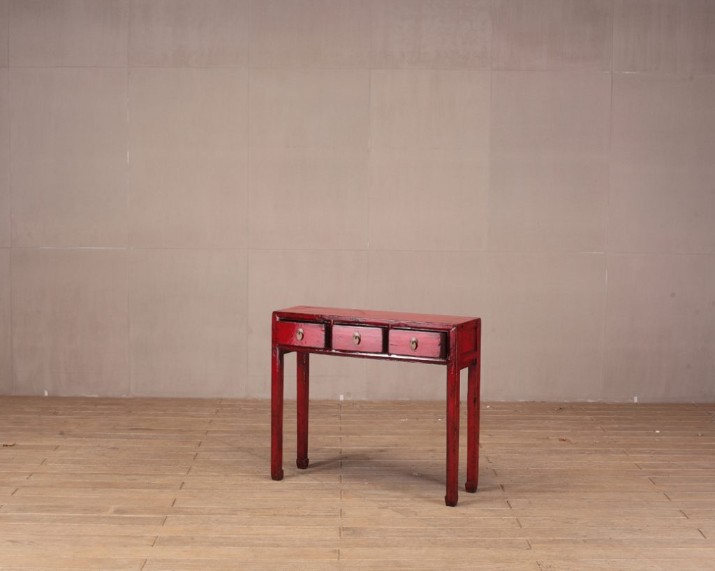 Red High Lacquer 3 Drawers Console Desk – NookDeco