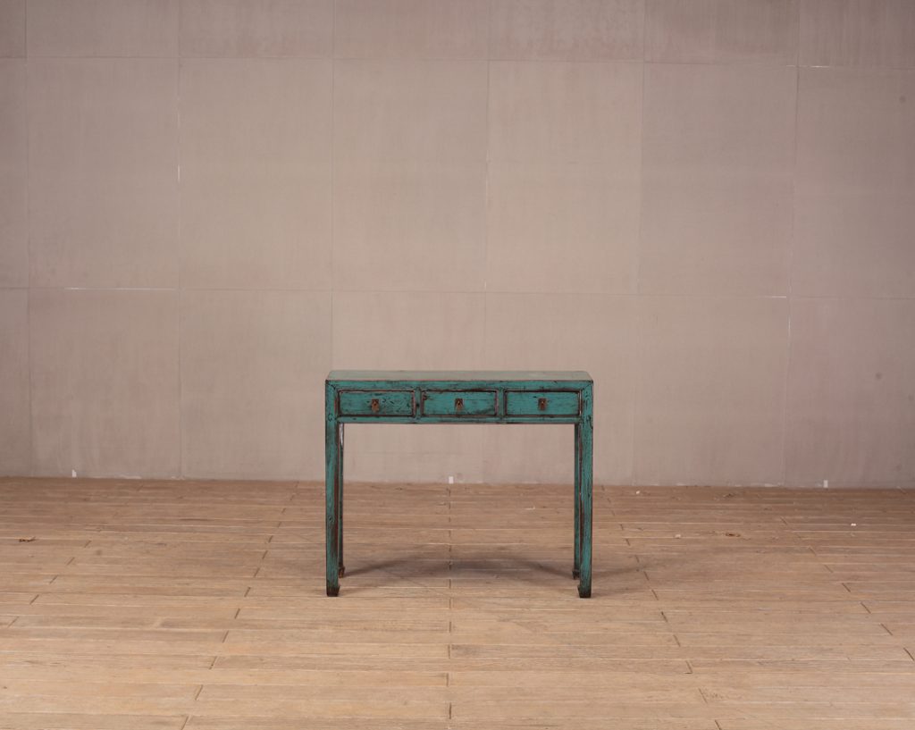 Peacock Blue High Lacquer 3 Drawers Console Desk – NookDeco