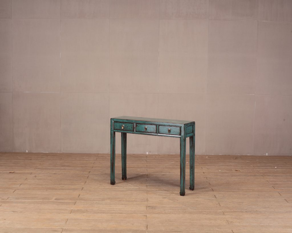 Peacock Blue High Lacquer 3 Drawers Console Desk – NookDeco