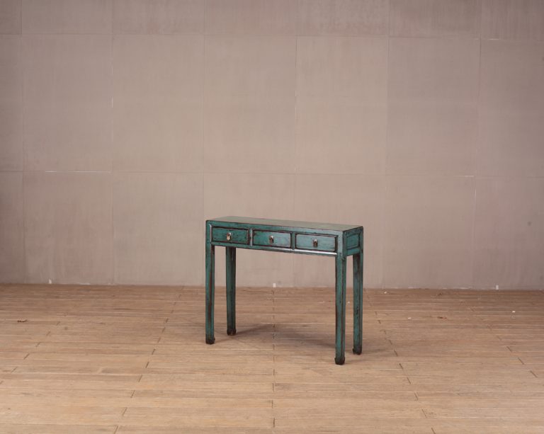 Peacock Blue High Lacquer 3 Drawers Console Desk – NookDeco