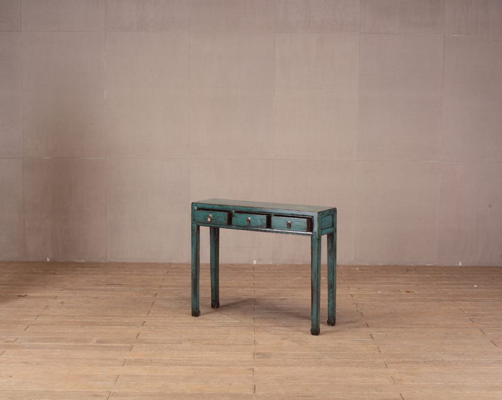 Peacock Blue High Lacquer 3 Drawers Console Desk – NookDeco