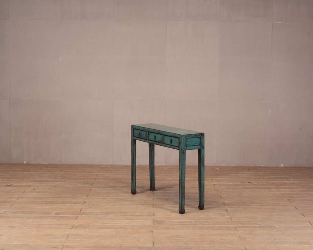 Peacock Blue High Lacquer 3 Drawers Console Desk – NookDeco