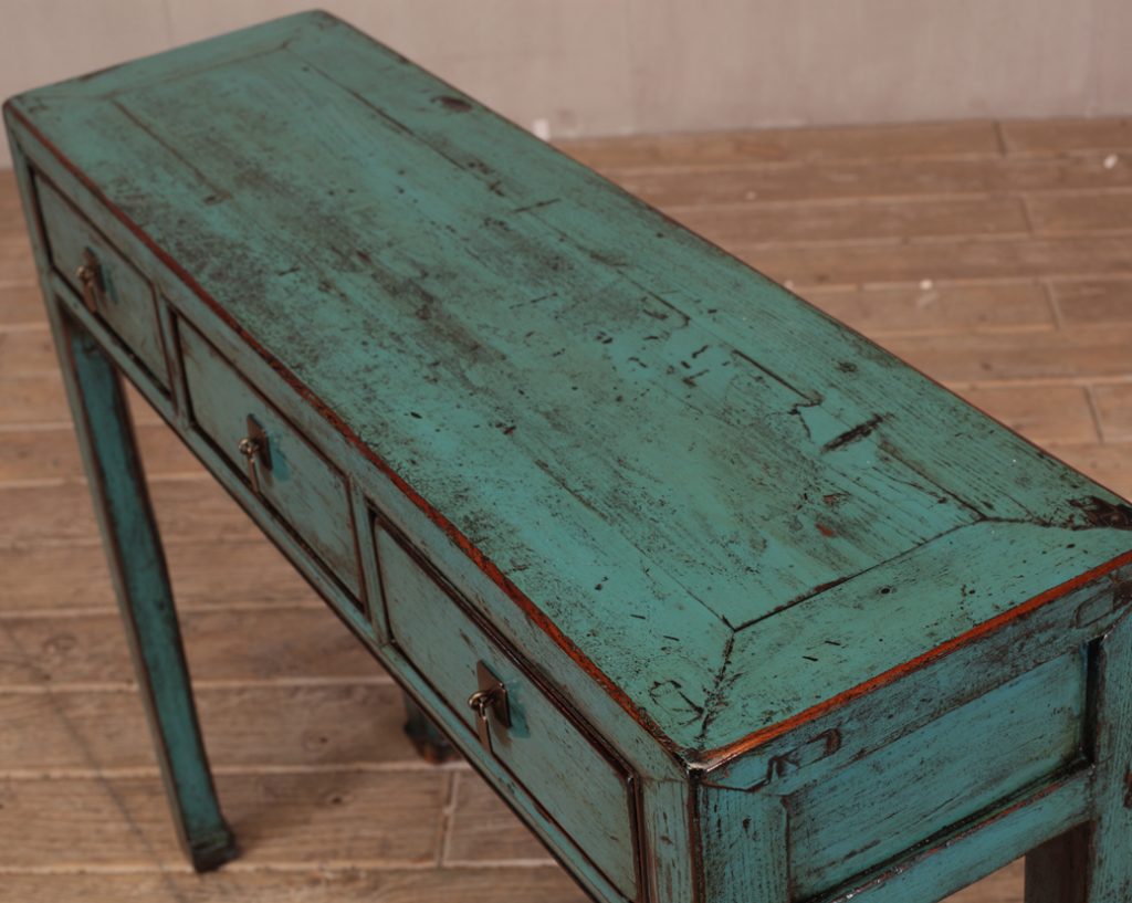 Peacock Blue High Lacquer 3 Drawers Console Desk – NookDeco