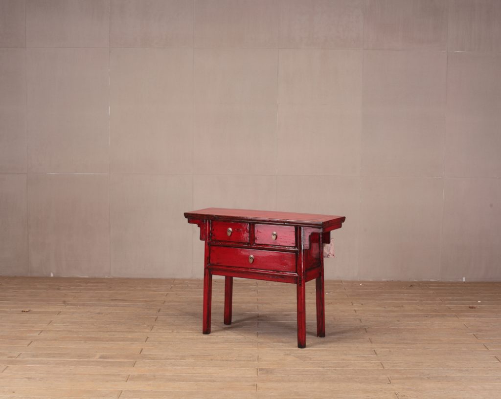 Red High Lacquer 3 Drawers Console Table – NookDeco
