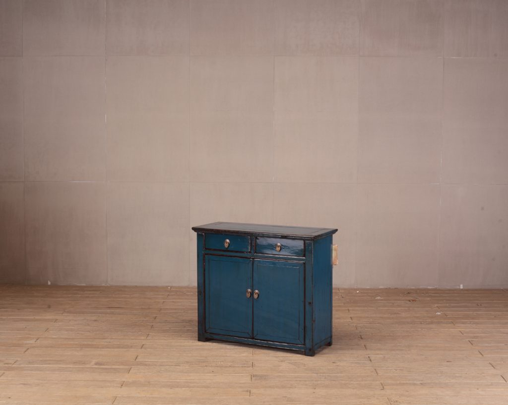 Blue High Lacquer 2 Drawer and 2 Door Cabinet – NookDeco
