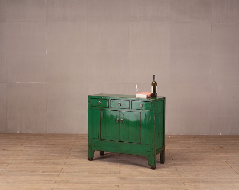 Green High Lacquer 3 Drawer & 2 Doors Cabinet – NookDeco