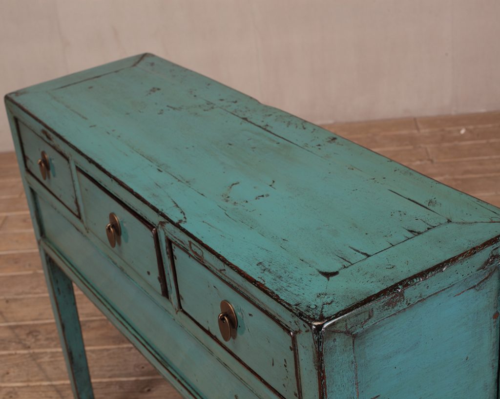 Tiffany Blue High Lacquer 3 Drawer Console Table – NookDeco