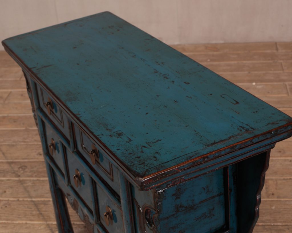 Blue High Lacquer 5 Drawers Console Table – NookDeco
