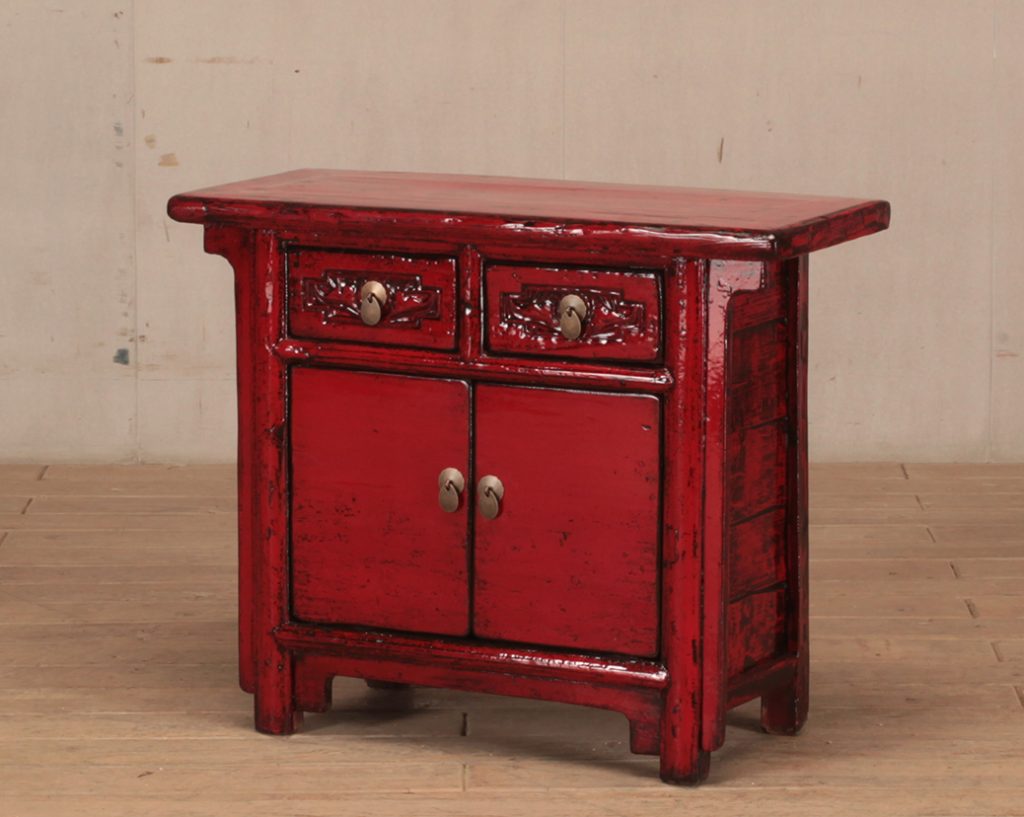 Red High Lacquer 2 Drawer and 2 Door Cabinet – NookDeco