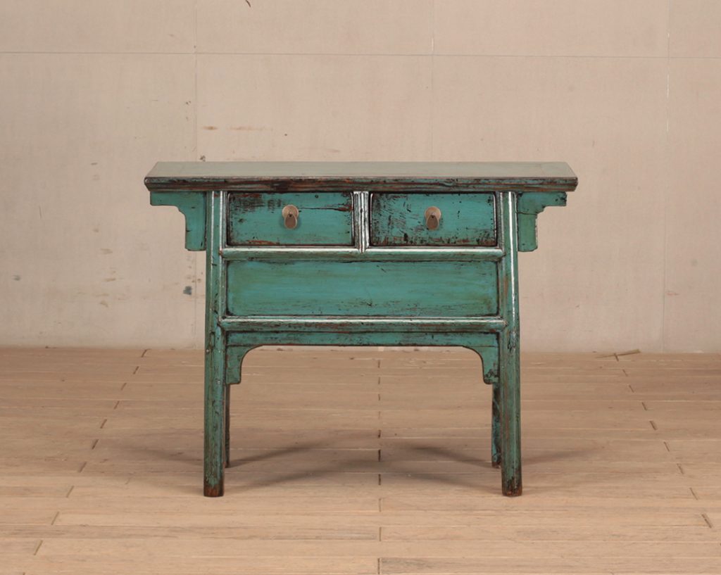 Teal Blue High Lacquer 2 Drawers Console Table – NookDeco